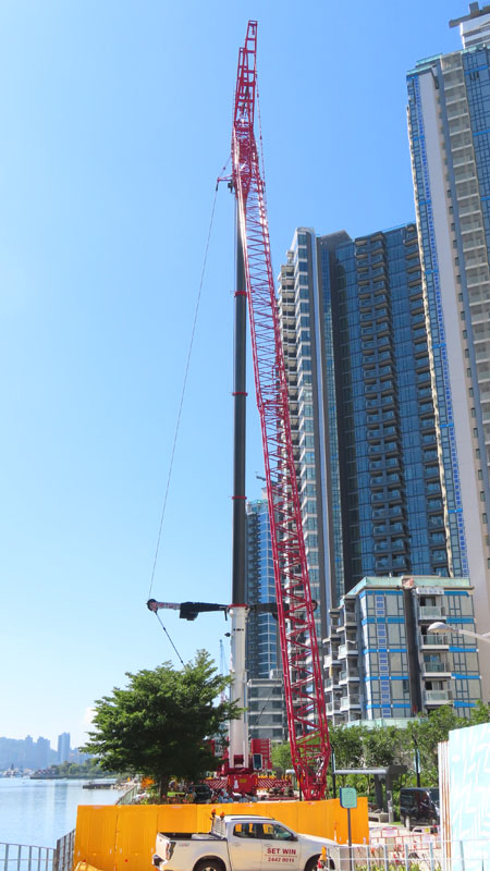 Set Win LTM1650-8.1 + 80.5m luffing fly-jib dismantling derrrick cranes ...